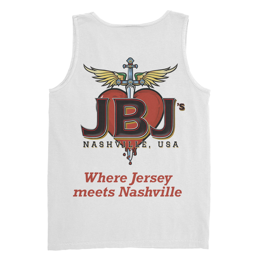 JBJ's "Where Jersey Meets Nashville" Unisex Tank - White – JBJ's Nashville Official Store